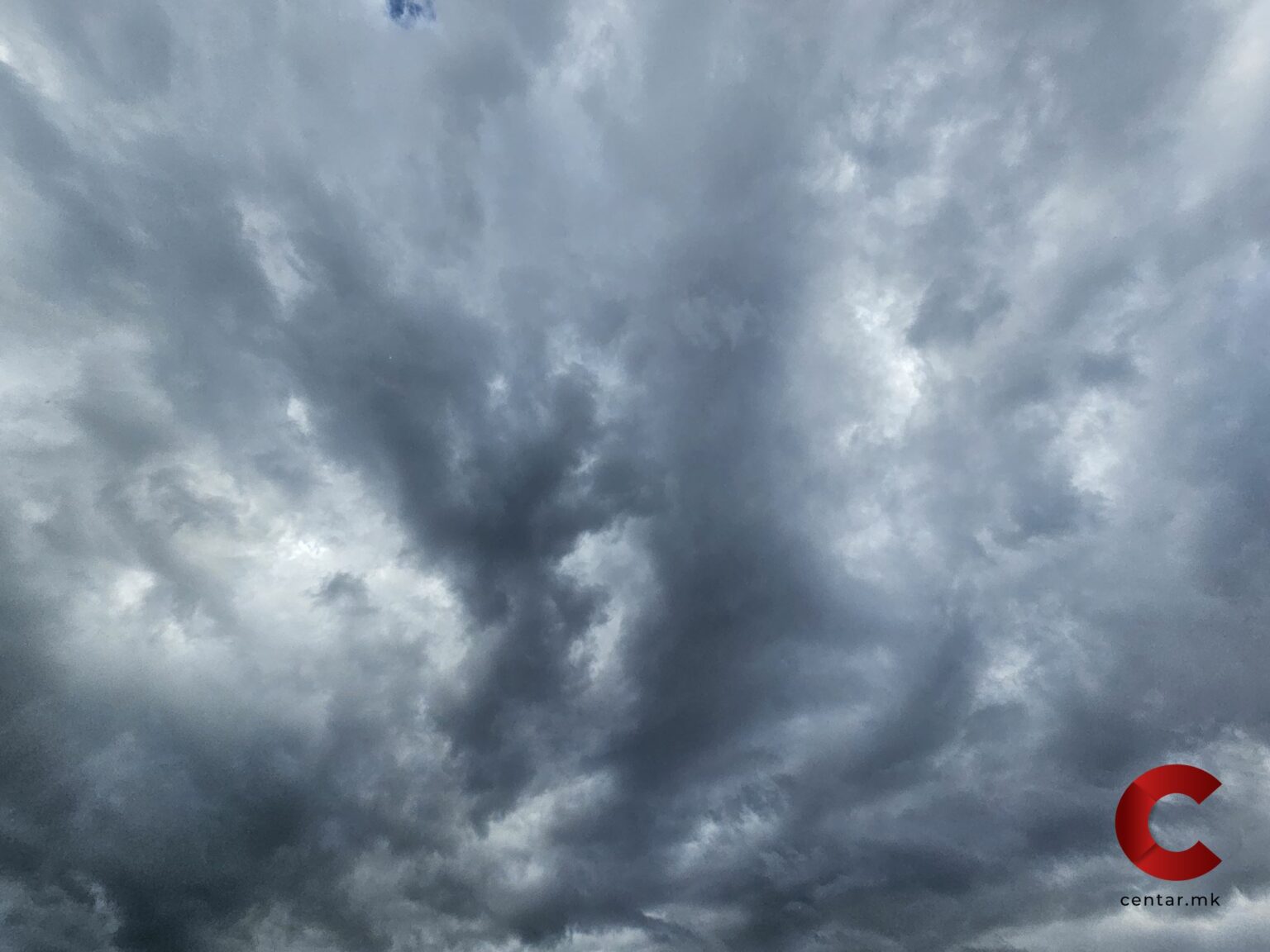Темни облаци ја прекриваат земјата, јужниот ветер забрзува, можно ненадејно навлегување на дожд ...